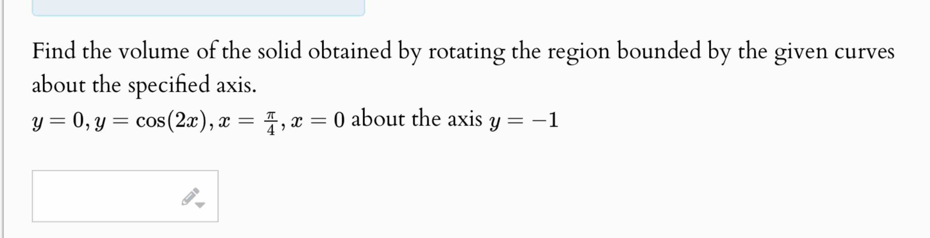 Solved Find the volume of ﻿the solid obtained by ﻿rotating | Chegg.com