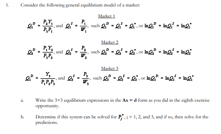 Mathematical Economics... im very stuck. linear | Chegg.com