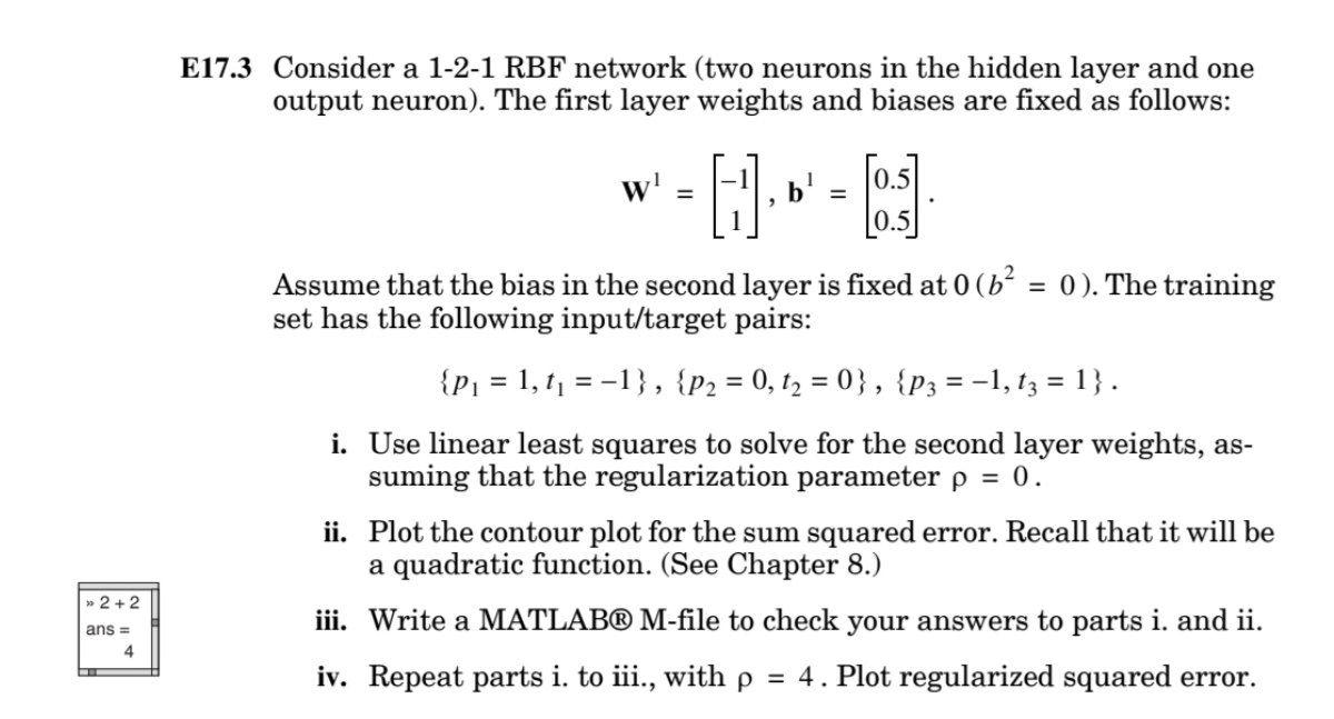 Solved 7.3 Consider a 1-2-1 RBF network (two neurons in the | Chegg.com