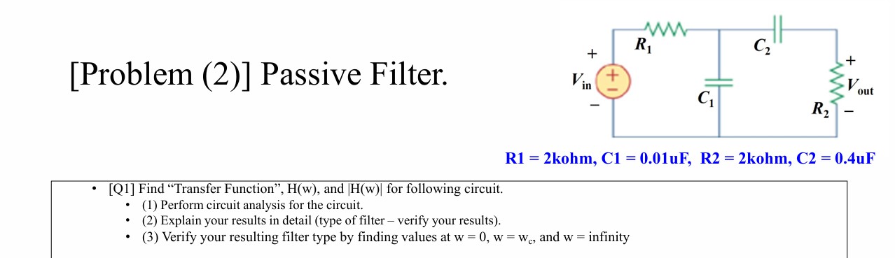 Solved Find "Transfer Function", H(w), ﻿and |H(w)| ﻿for | Chegg.com