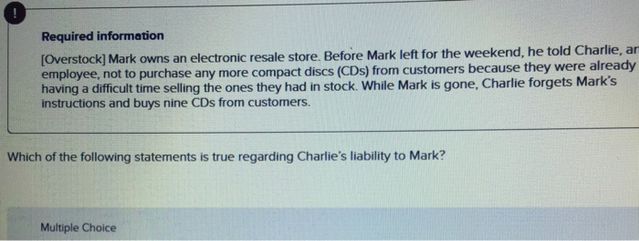 Required information [Overstock] Mark owns an | Chegg.com
