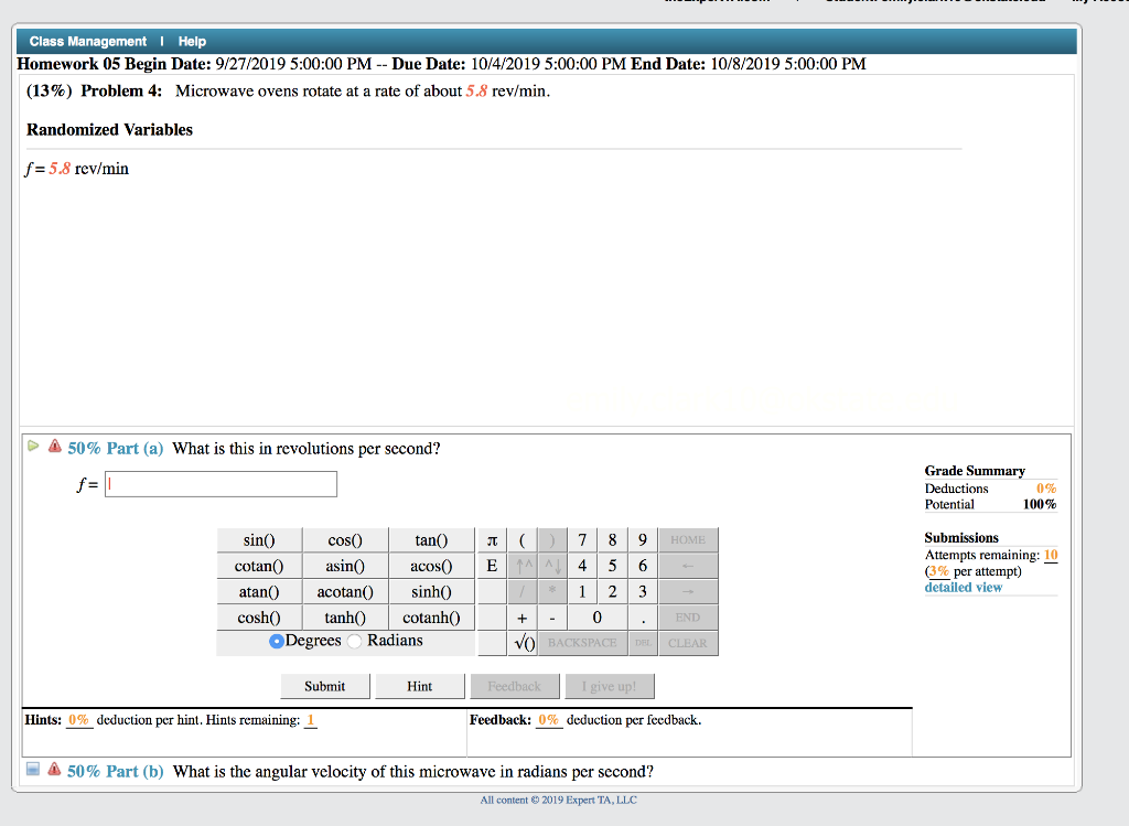 Solved Class Management | Help Homework 05 Begin Date: | Chegg.com