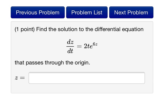Solved Previous Problem Problem List Next Problem (1 point) | Chegg.com