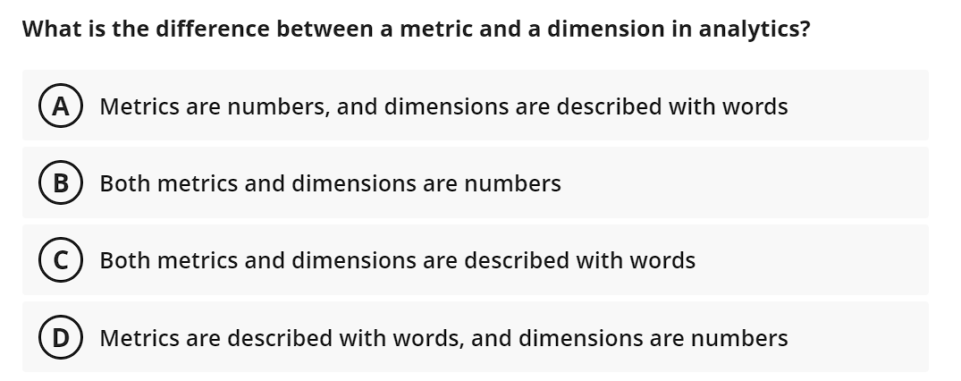 Solved What is the difference between a metric and a | Chegg.com