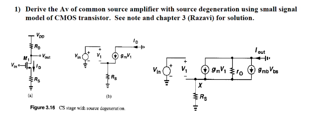Solved 1 Derive The Av Of Common Source Amplifier With