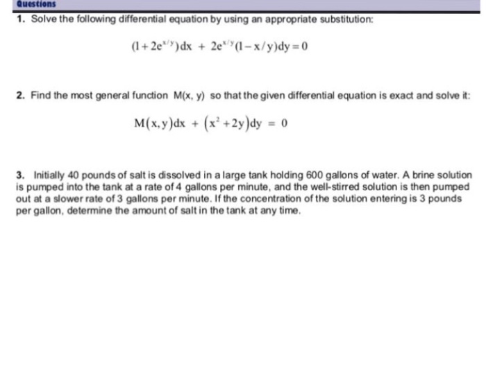 Solved Solve the following differential equation by using an | Chegg.com