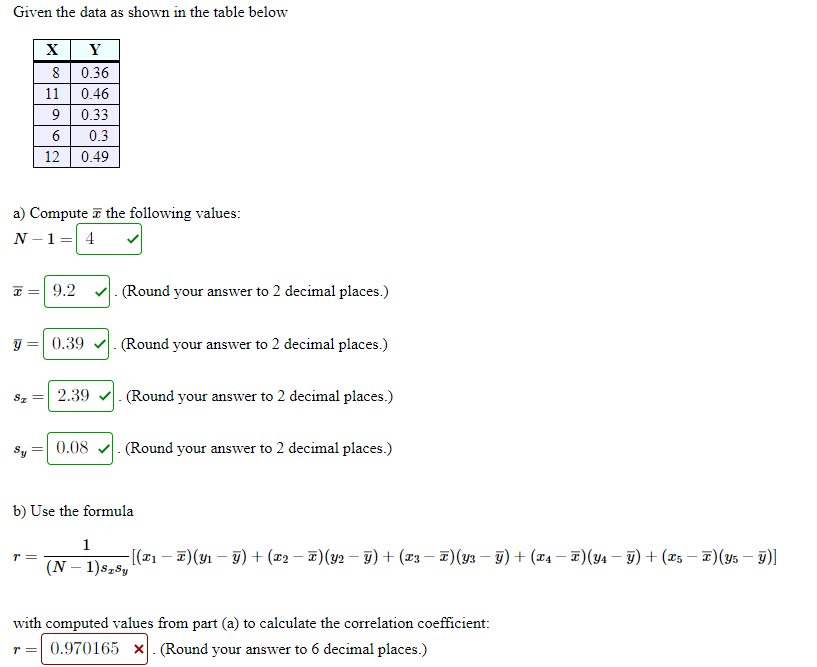 Solved Given the data as shown in the table belowa) ﻿Compute | Chegg.com