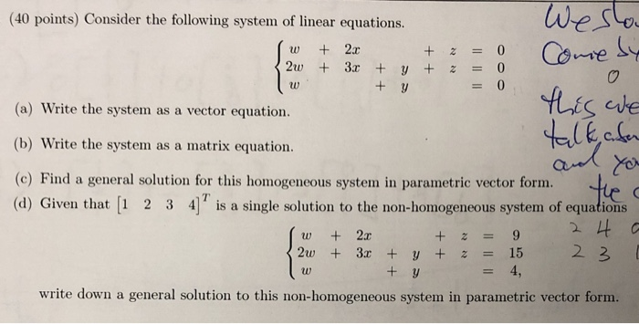 Write The Solution Set Of The Given Homogeneous System In Parametric Vector Form