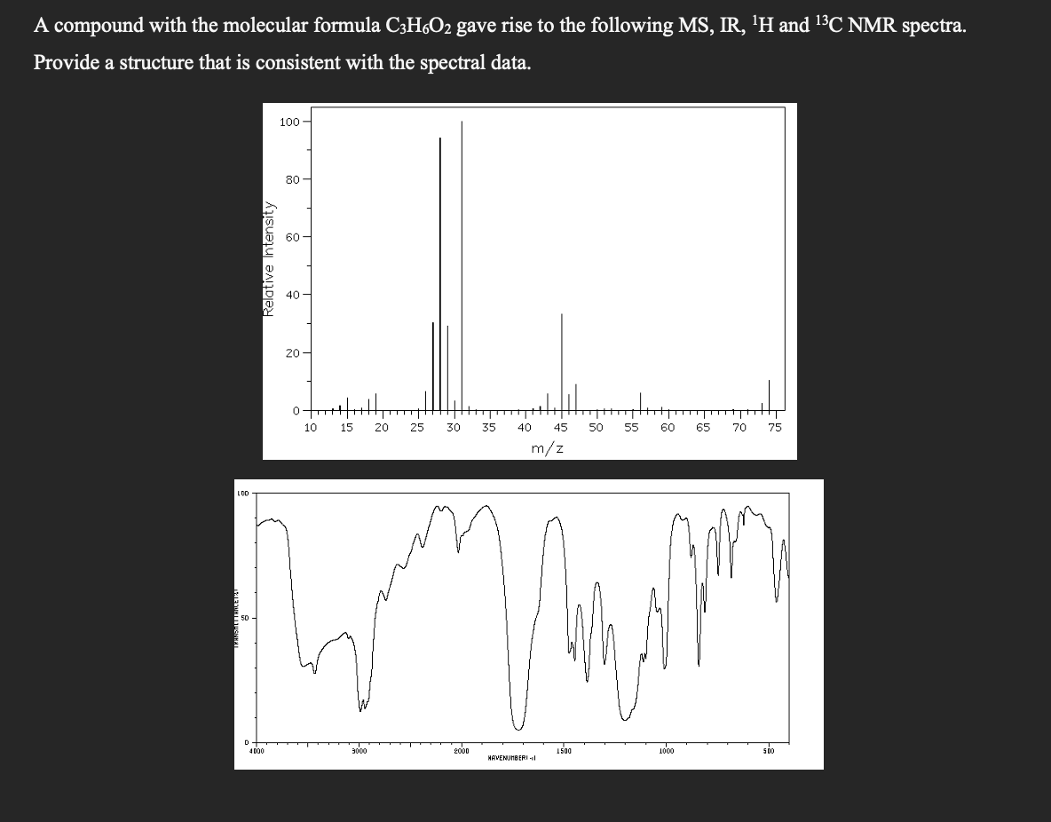 Solved A compound with the molecular formula C3H6O2 gave | Chegg.com