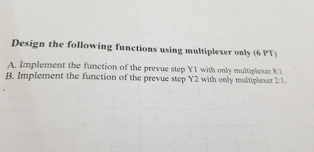 Design the following functions using multiplexer only | Chegg.com
