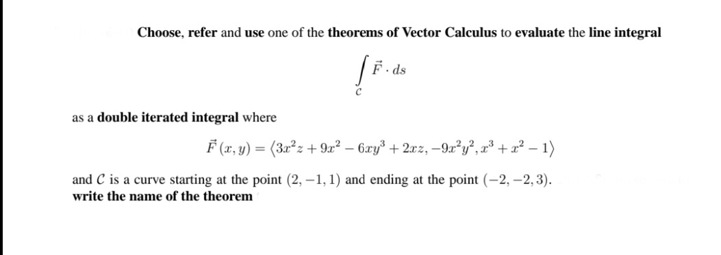 Choose, refer and use one of the theorems of Vector | Chegg.com