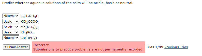 Solved Predict whether aqueous solutions of the salts will | Chegg.com