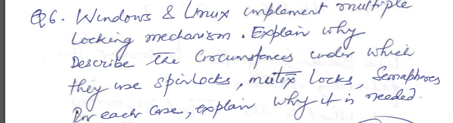 Solved Q6. Windows & Loux implement multiple Locking | Chegg.com