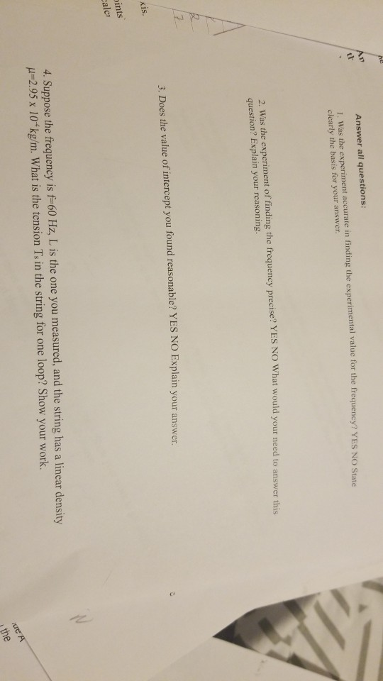 Solved class Section Lab Report Mass of 1 m of string: μ = | Chegg.com