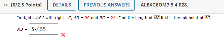 Solved In right ABC with right ∠C,AB=30 and BC=24. Find the | Chegg.com