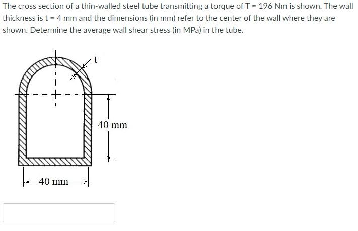 Solved The cross section of a thin-walled steel tube | Chegg.com