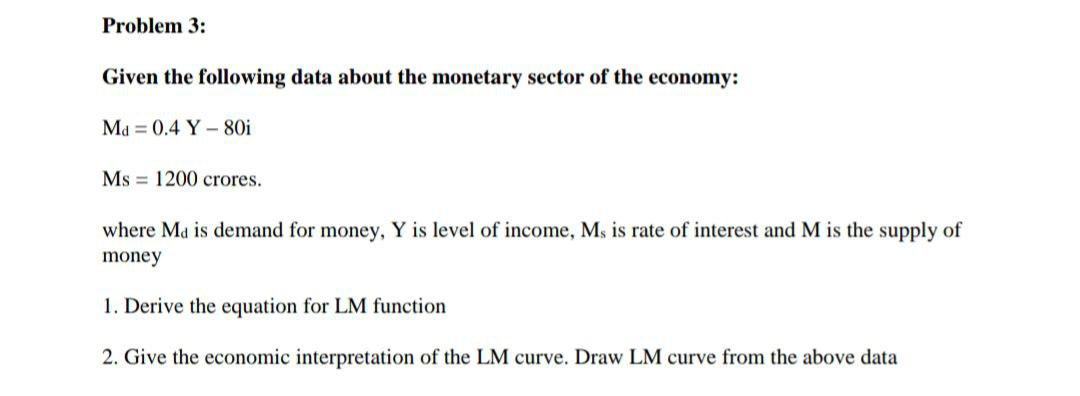Solved Problem 3: Given the following data about the | Chegg.com