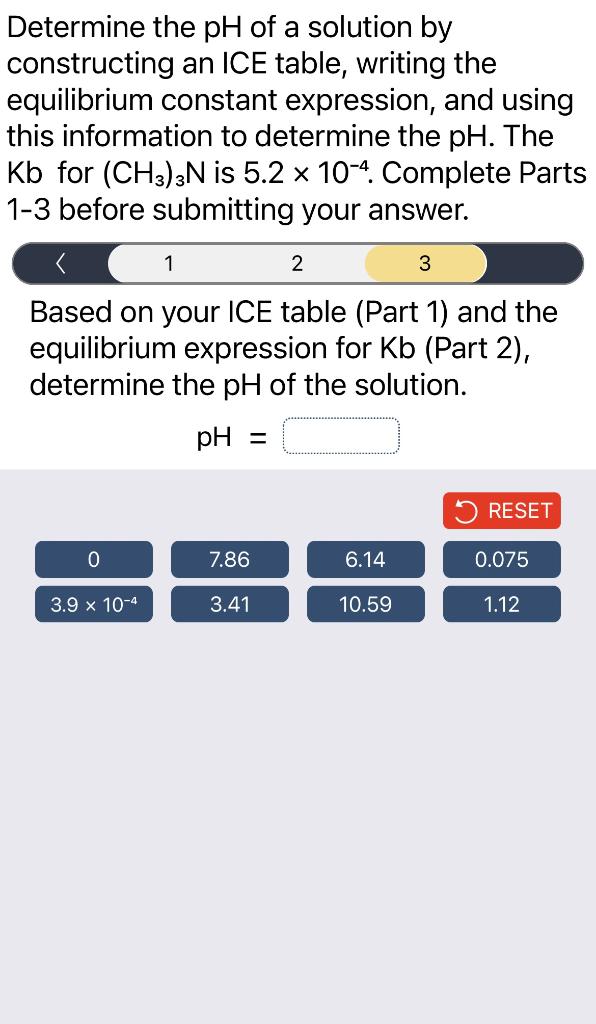 Solved Determine the pH of a solution by constructing an ICE | Chegg.com