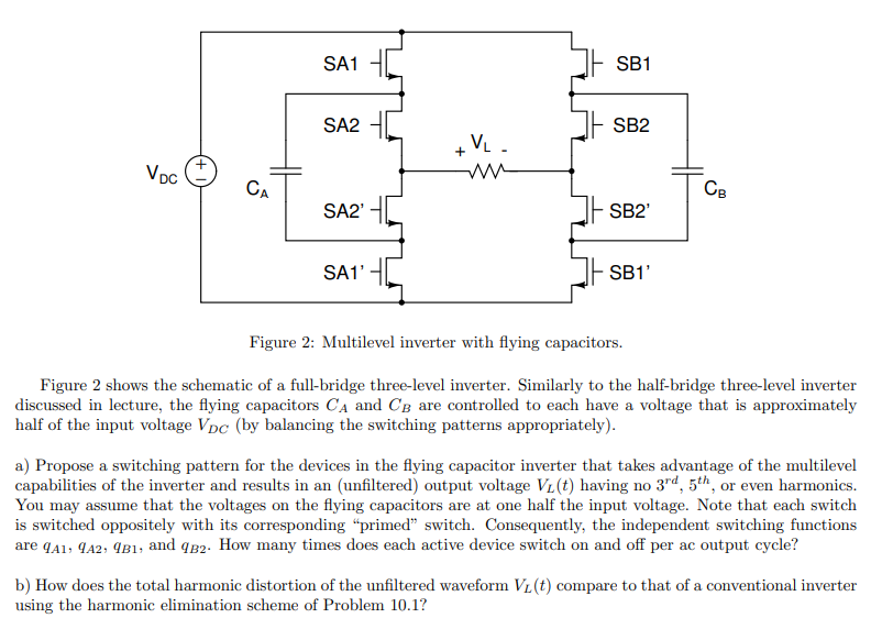 Figure 2: Multilevel inverter with flying capacitors. | Chegg.com