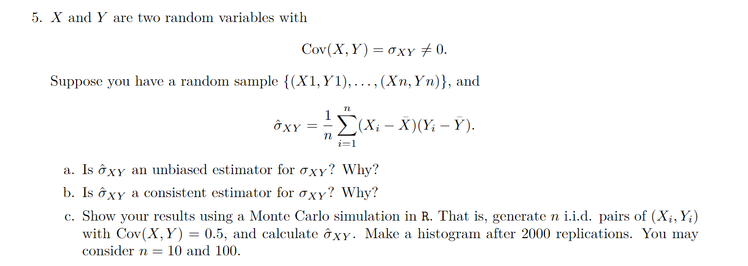 Solved 5. X and Y are two random variables with | Chegg.com
