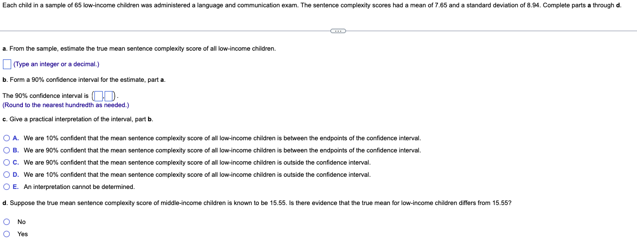 Solved a. From the sample, estimate the true mean sentence | Chegg.com