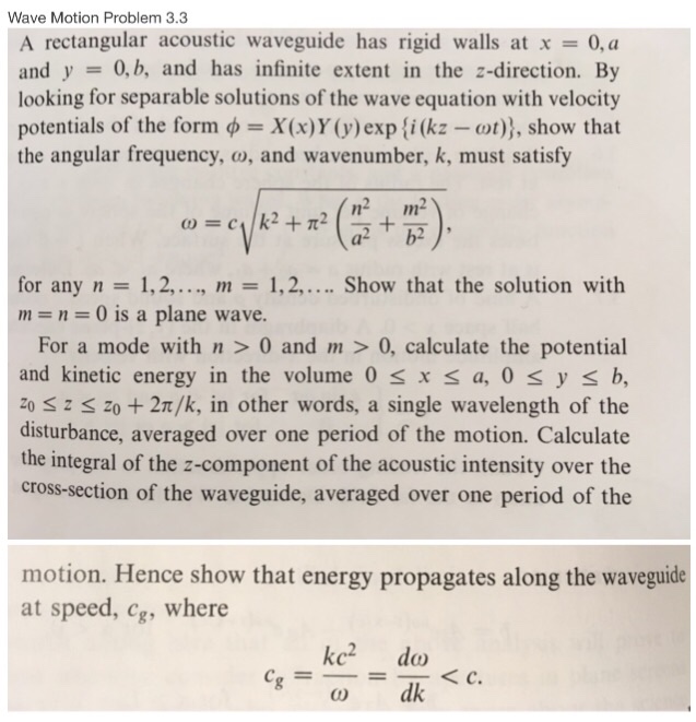 Solved Wave Motion Problem 3.3 A rectangular acoustic | Chegg.com