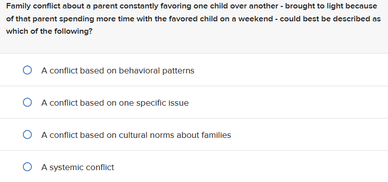 Solved Family conflict about a parent constantly favoring | Chegg.com