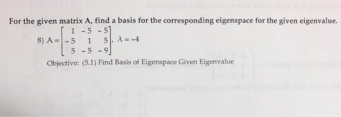 Solved For the given matrix A, find a basis for the | Chegg.com