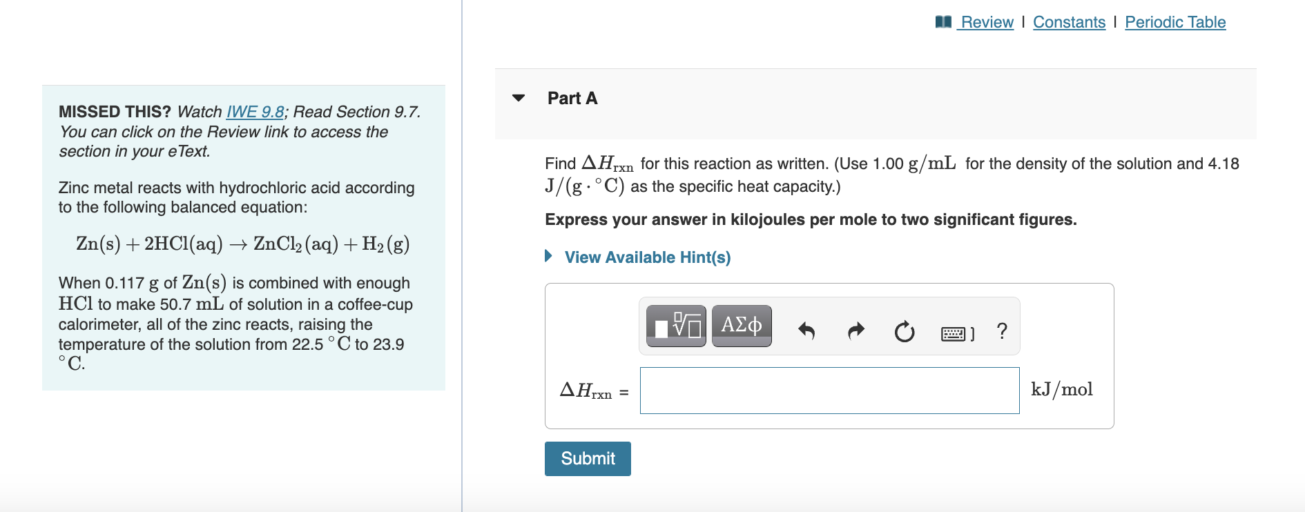 Solved MISSED THIS? Watch IWE 9.8; Read Section 9.7. Part A | Chegg.com