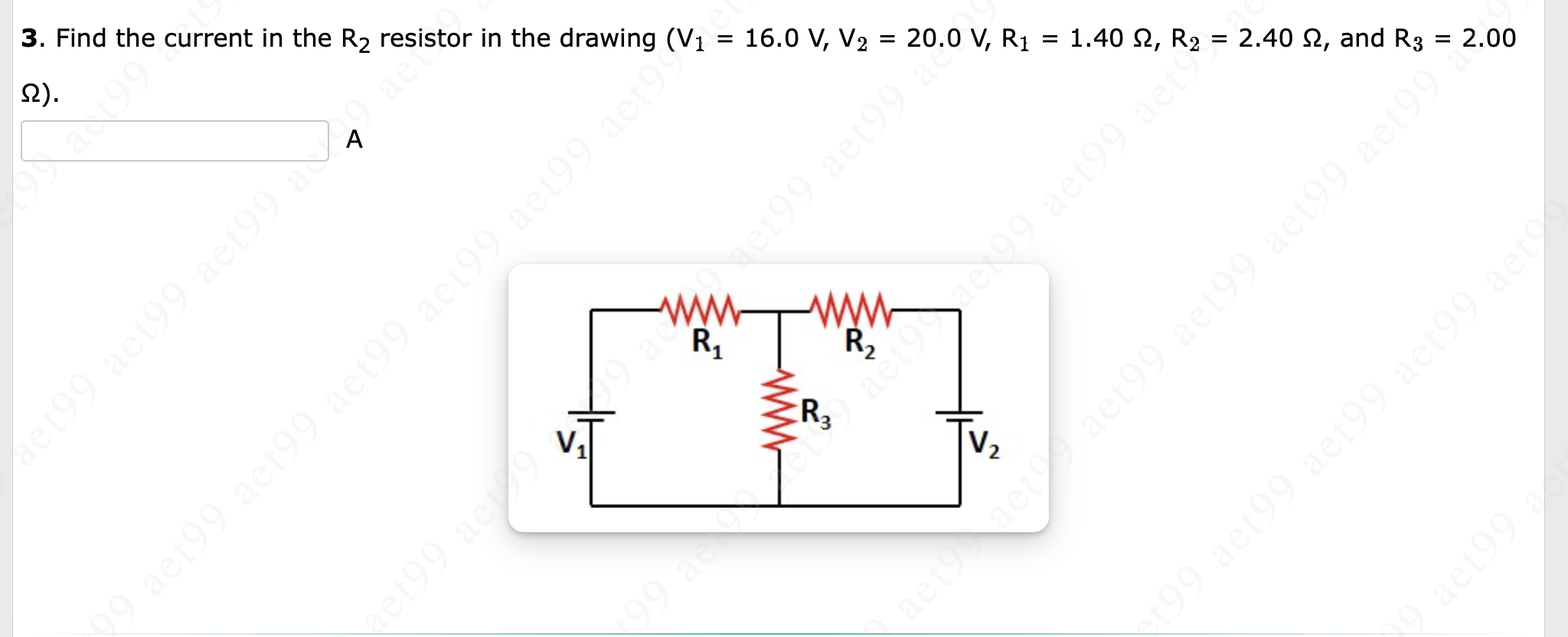 Solved Find the current in the R2 ﻿resistor in the drawing | Chegg.com