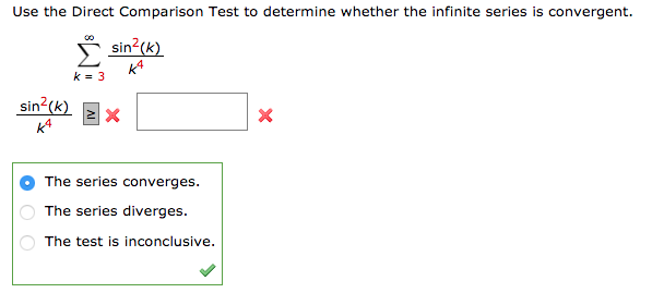 Solved Use the Direct Comparison Test to determine whether | Chegg.com