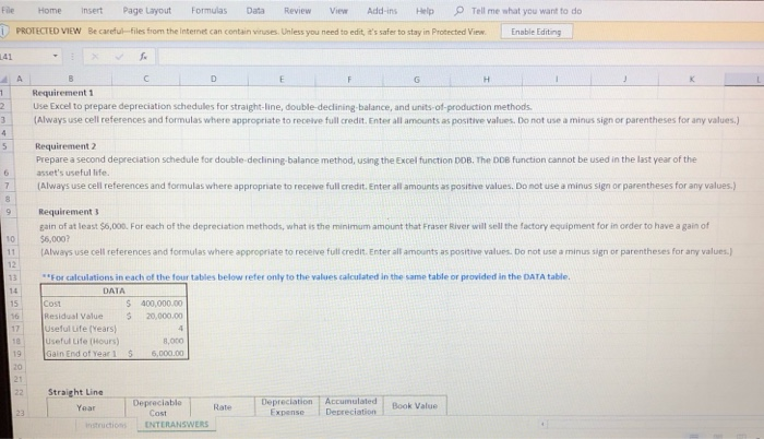 Solved File Home insert Page Layout Formulas Data Review | Chegg.com