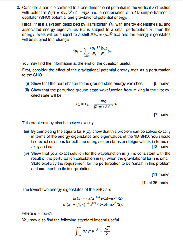 Solved 3. Consider a particle confined to a one dimensional | Chegg.com