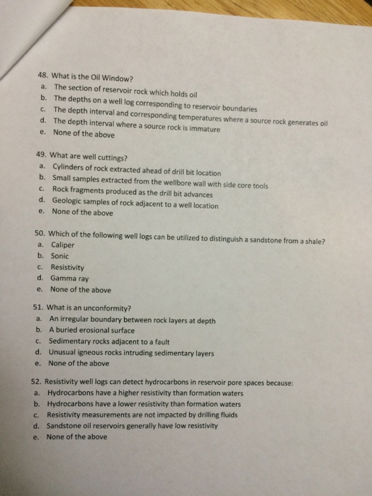 Solved What is the Oil Window? The section of reservoir | Chegg.com