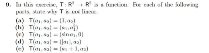 Solved 9. In this exercise, T:R2→R2 is a function. For each | Chegg.com
