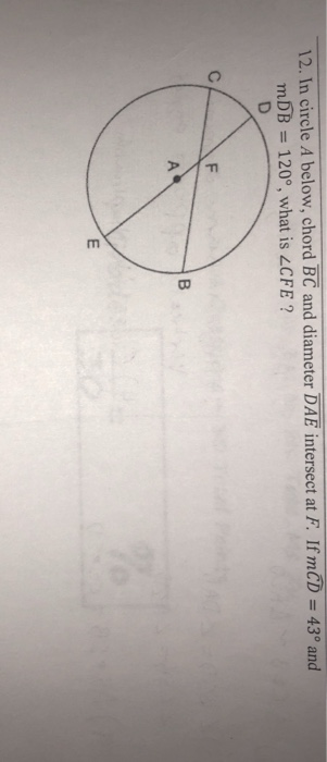 Solved 12. In circle A below, chord BC and diameter DAE | Chegg.com