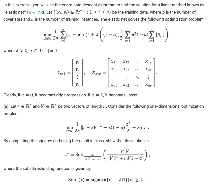 In This Exercise You Will Use The Coordinate Descent