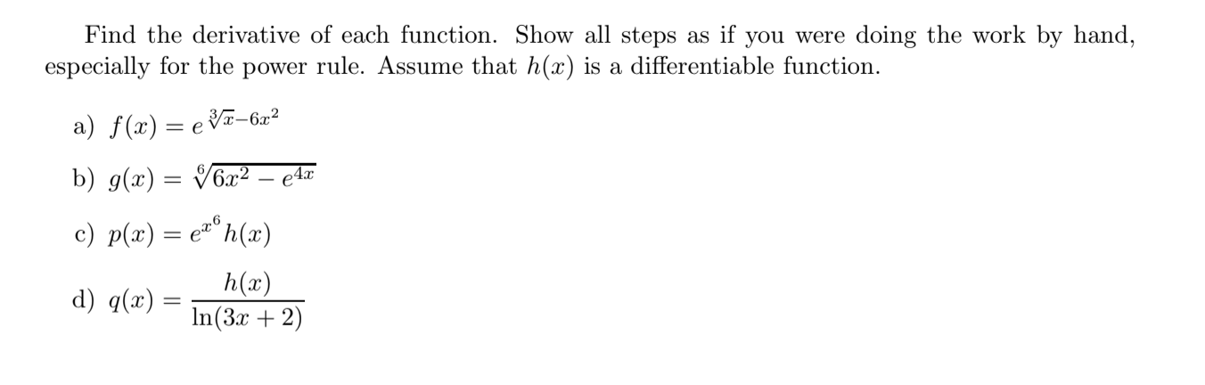 Solved Find the derivative of each function. Show all steps | Chegg.com