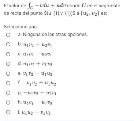 Solved The value of ∫C − vdu + udv where C is the line | Chegg.com