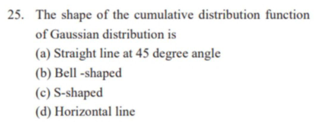 Solved 25. The shape of the cumulative distribution function | Chegg.com