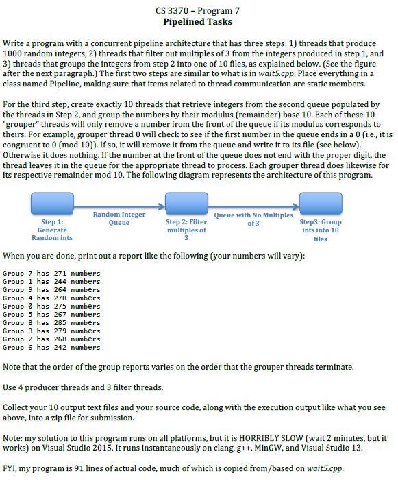 Cs 3370 Program 7 Pipelined Tasks Write A Program 0409