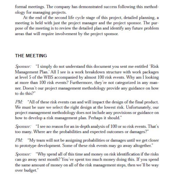Case Study #2: Project Risk Management BACKGROUND | Chegg.com
