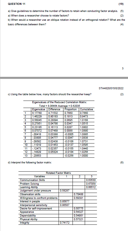 Solved QUESTION 11 (19) a) Give guidelines to determine the | Chegg.com