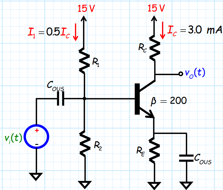 Solved Determine the values of resistors R1,R2, RC, Re so | Chegg.com