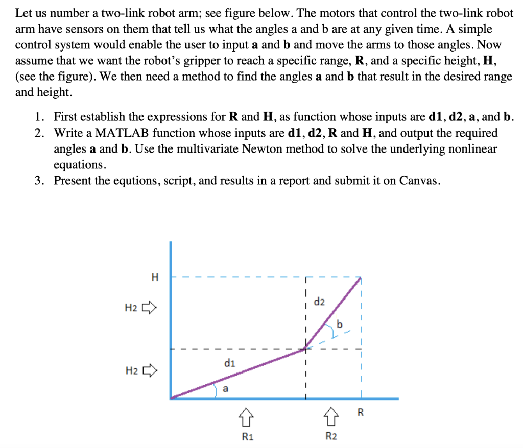 d1 = 5 m and d2 = 2m inputs: R = 8 and H =3 Matlab | Chegg.com