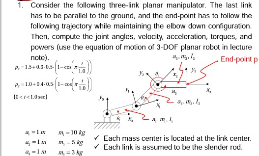 1. Consider the following three-link planar | Chegg.com 1. Consider the following three-link planar | Chegg.com