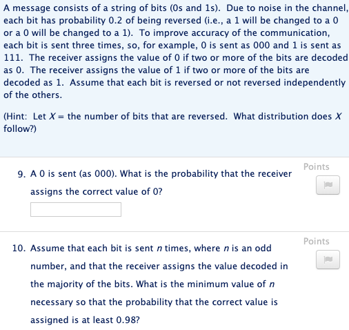 Solved A message consists of a string of bits (Os and 1s). | Chegg.com