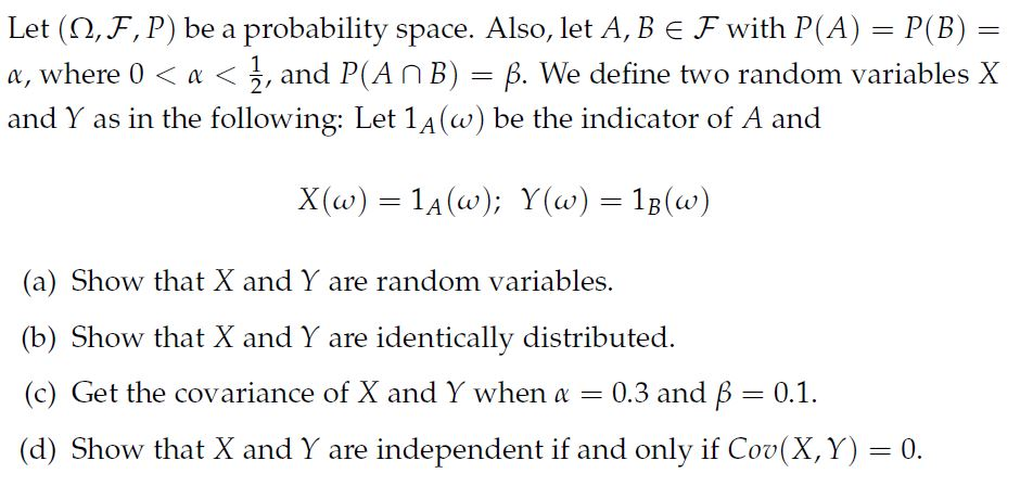 Solved Let (Q,F, P) be a probability space. Also, let A, B e | Chegg.com