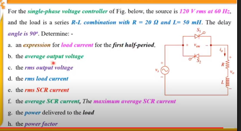 Solved For the single-phase voltage controller of Fig. | Chegg.com