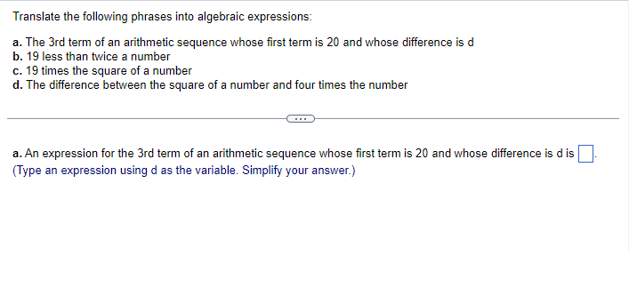 Solved Translate the following phrases into algebraic | Chegg.com